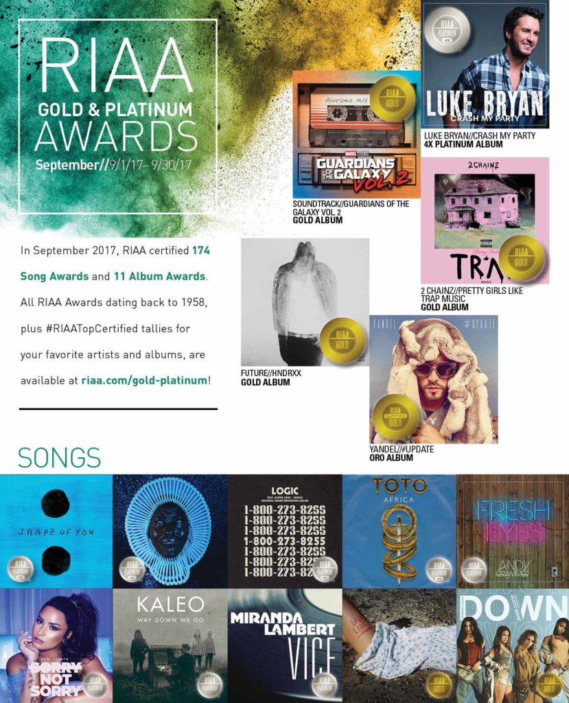 RIAA's September Gold & Platinum Tally - RIAA
